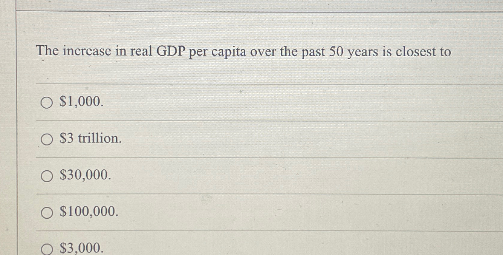 Solved The increase in real GDP per capita over the past 50 | Chegg.com