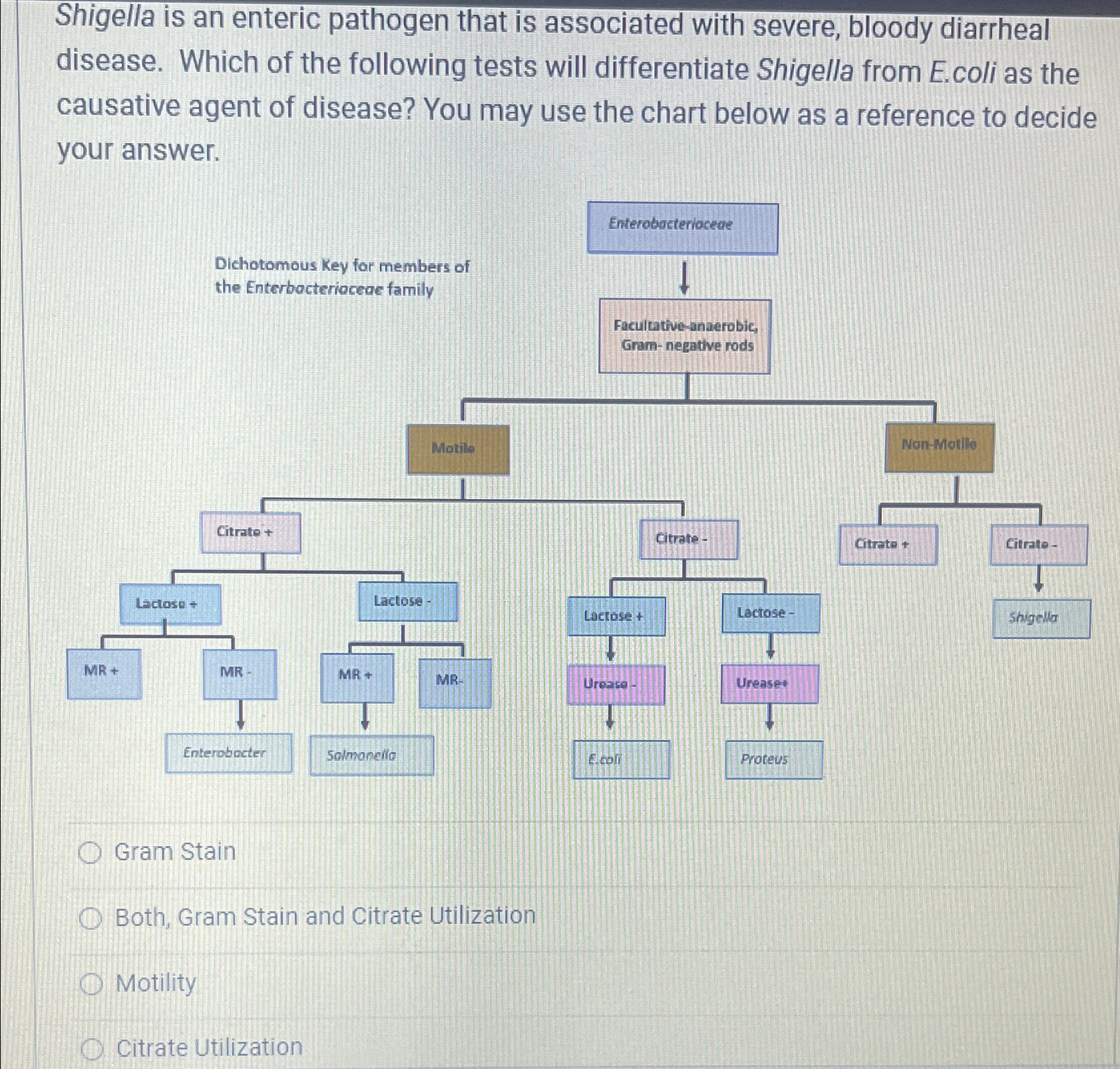 Solved Shigella is an enteric pathogen that is associated | Chegg.com