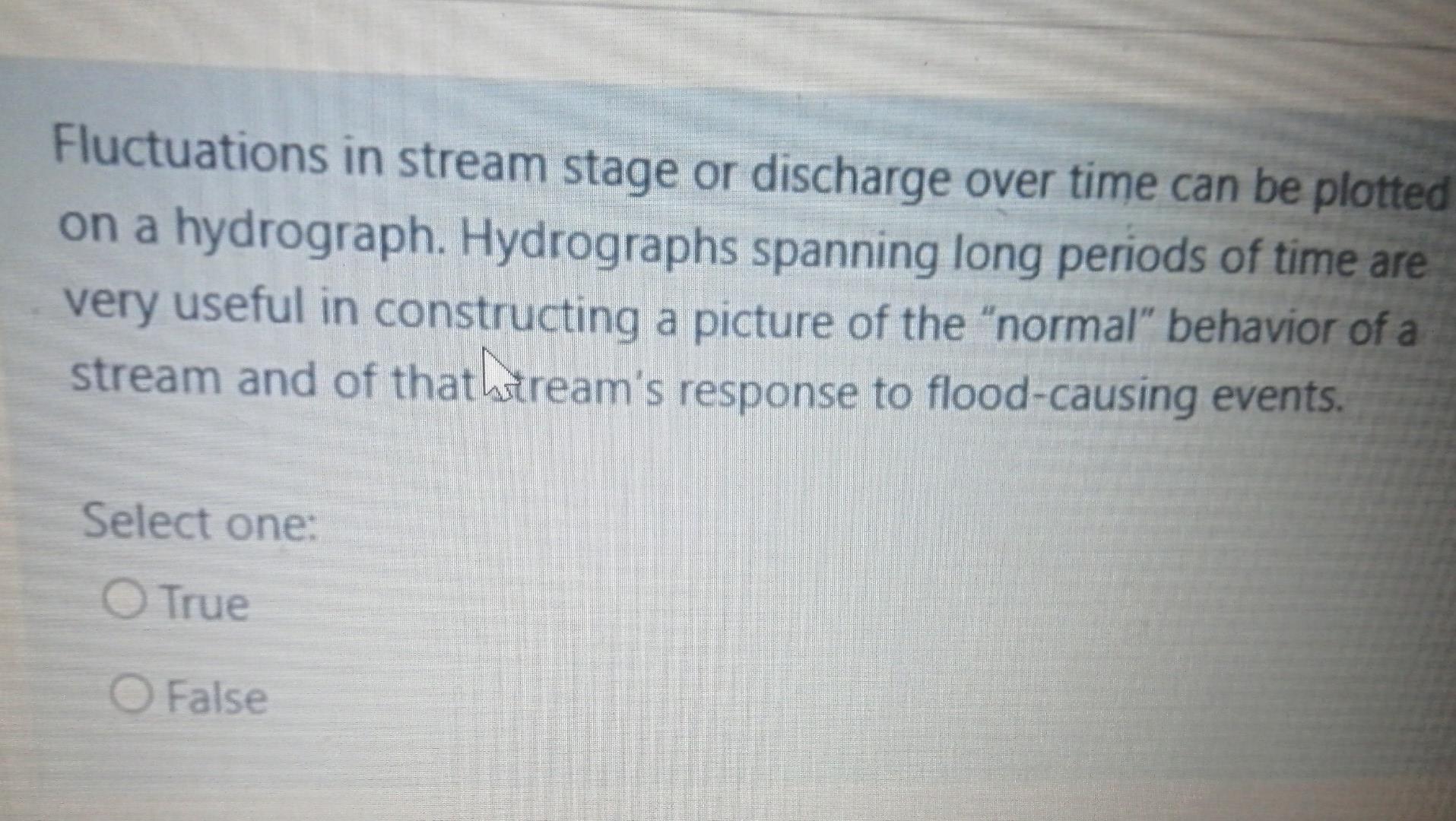 Solved Fluctuations in stream stage or discharge over time | Chegg.com