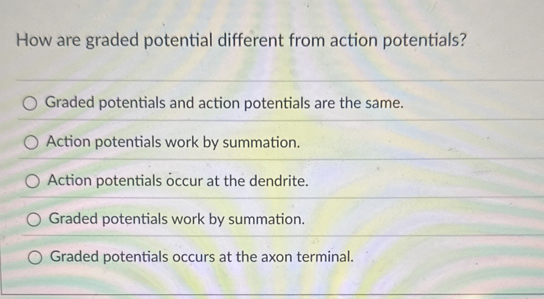 High Quality SOLUTION How are graded potential different from action | Chegg.com