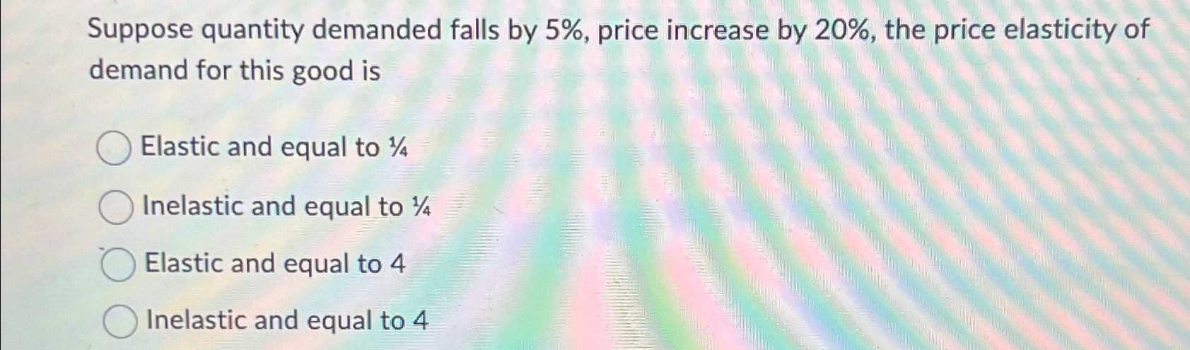 Solved Suppose quantity demanded falls by 5%, price | Chegg.com Solved Suppose quantity demanded falls by 5%, price | Chegg.com