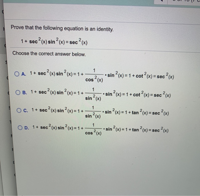 Solved UOL TUTU Prove that the following equation is an | Chegg.com