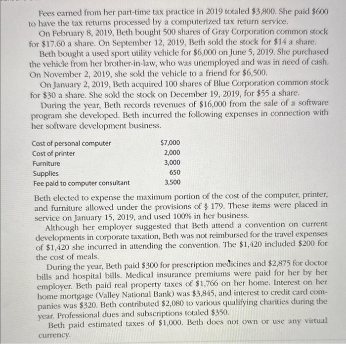 Solved 35. Beth R. Jordan lives at 2322 Skyview Road, Mesa, | Chegg.com
