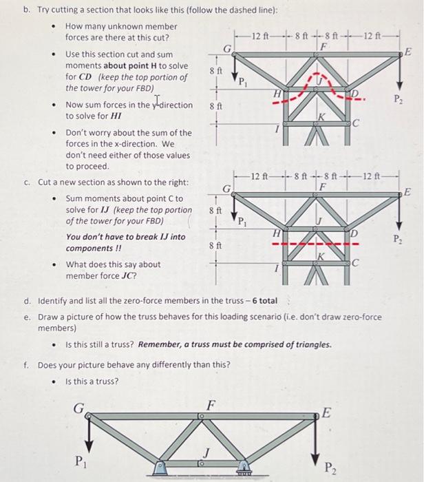 Solved Problem 2: Determine the force in members DC,HI, and | Chegg.com