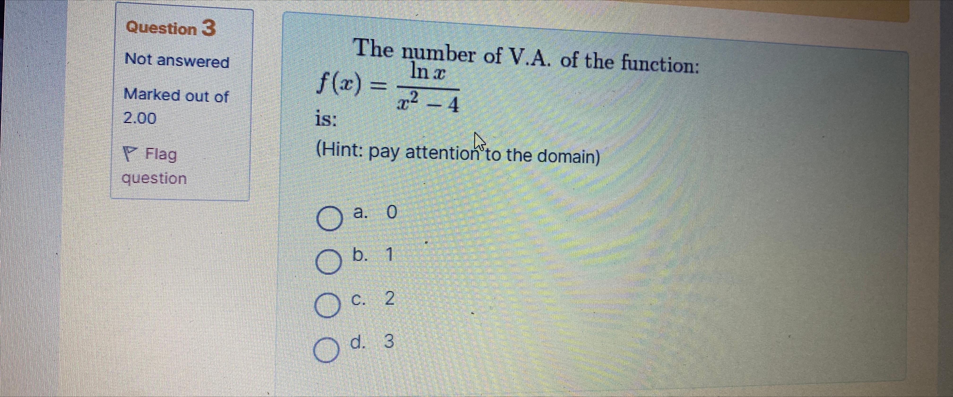 Solved Question 3Not answeredMarked out | Chegg.com