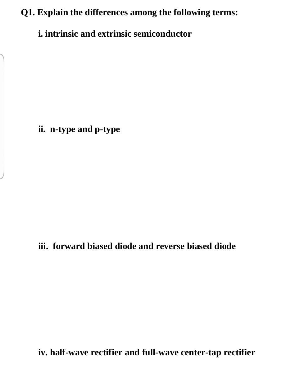 Solved Q1. Explain the differences among the following | Chegg.com