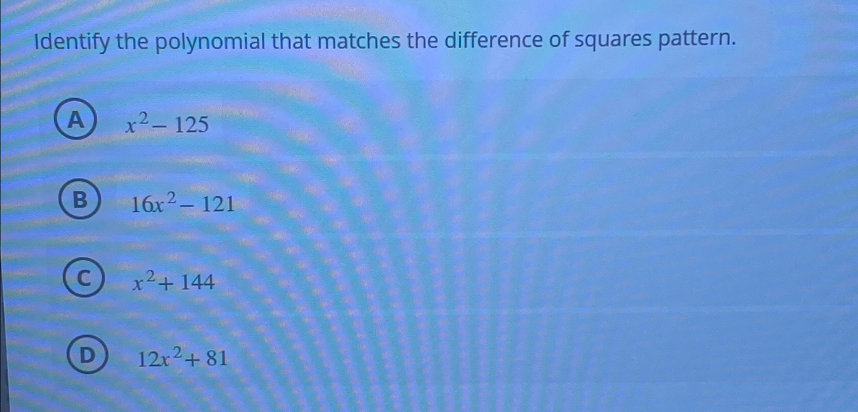 Solved Identify the polynomial that matches the difference | Chegg.com