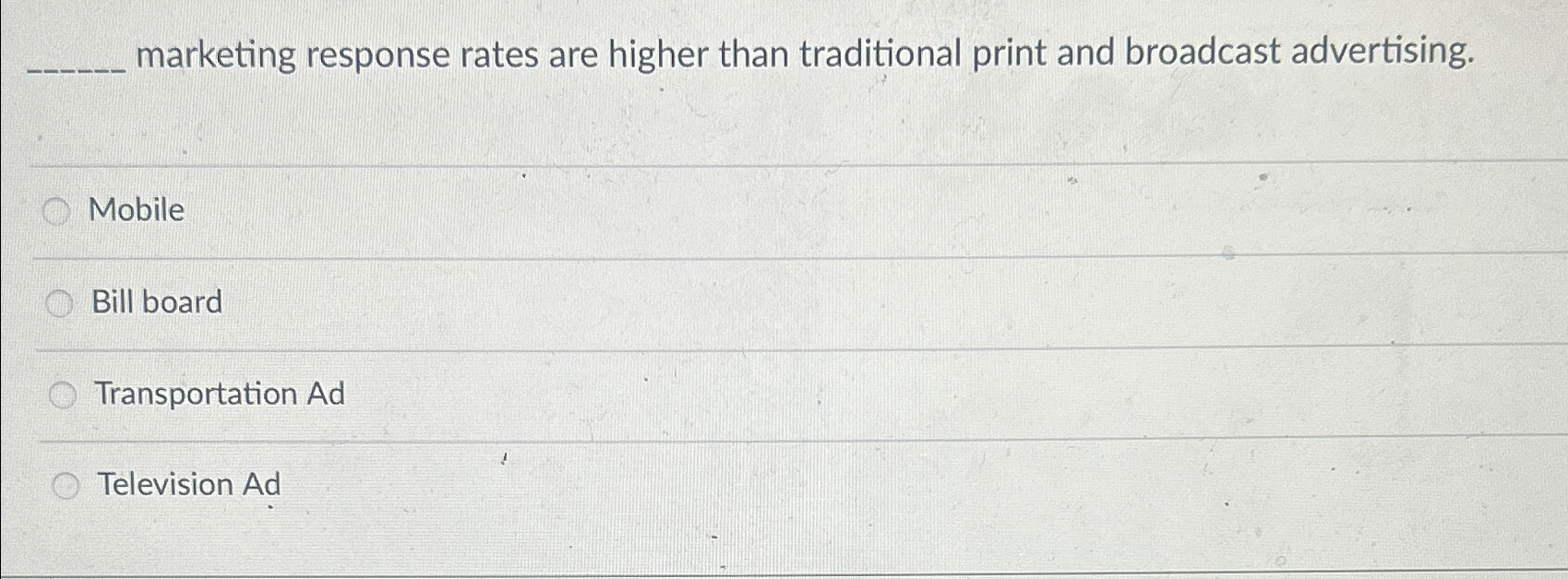 Solved marketing response rates are higher than traditional | Chegg.com