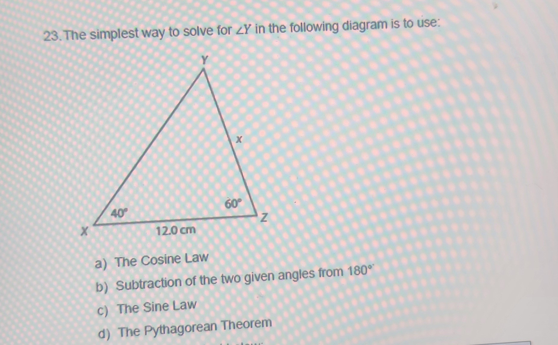 Solved The simplest way to solve for ??Y ﻿in the following | Chegg.com