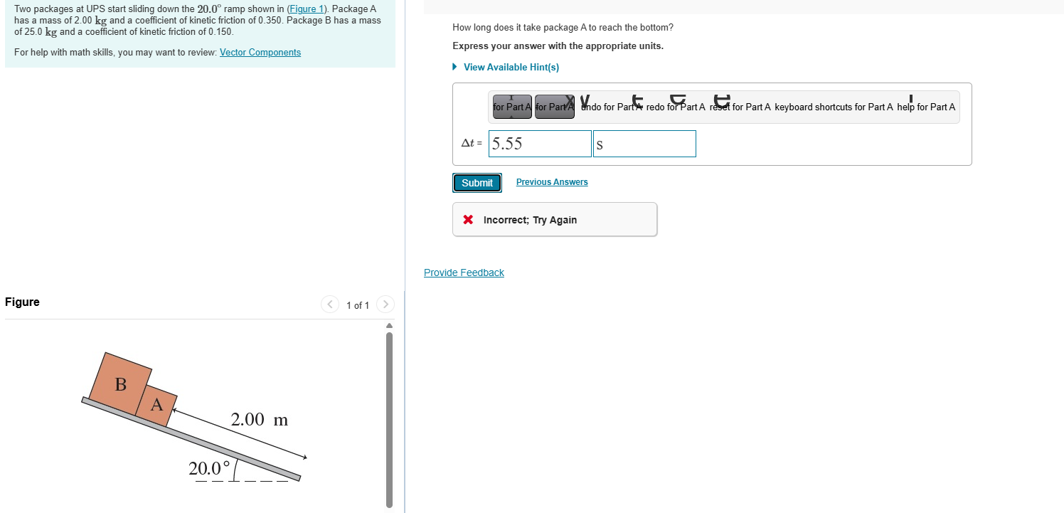 Solved Two packages at UPS start sliding down the | Chegg.com