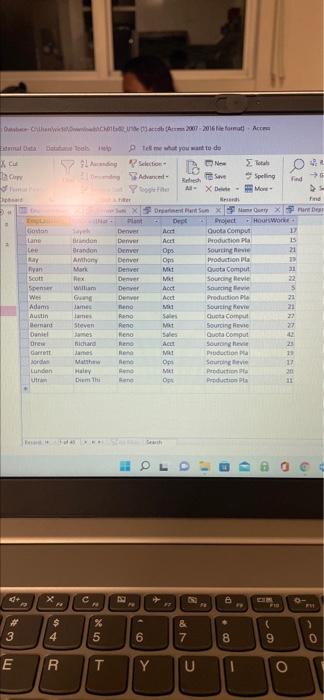 AE1-2: The database in the Microsoft Access file | Chegg.com