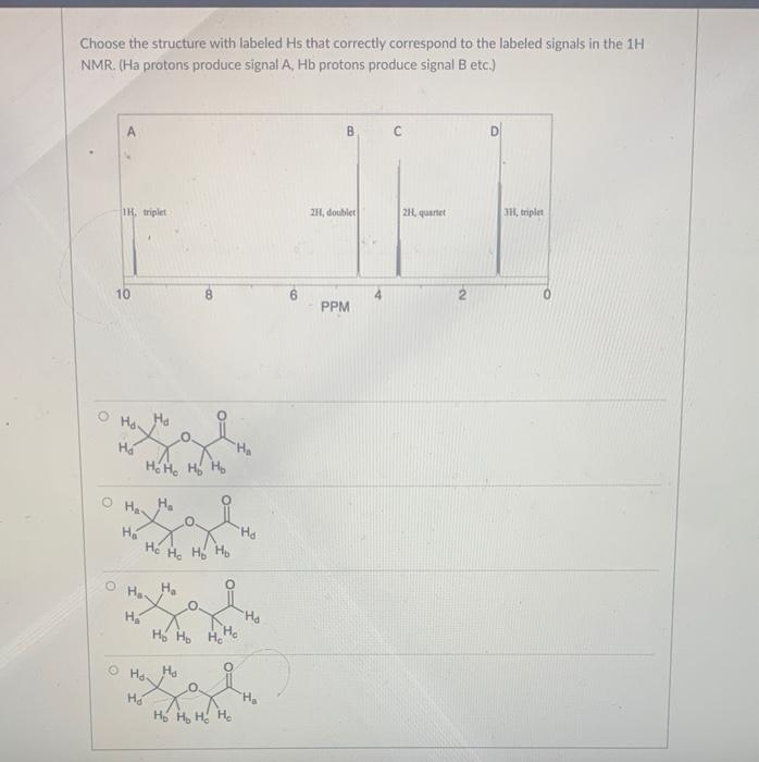 Solved Choose the structure with labeled Hs that correctly | Chegg.com