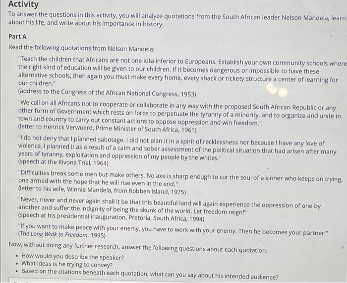 Activity To answer the questions in this activity, | Chegg.com
