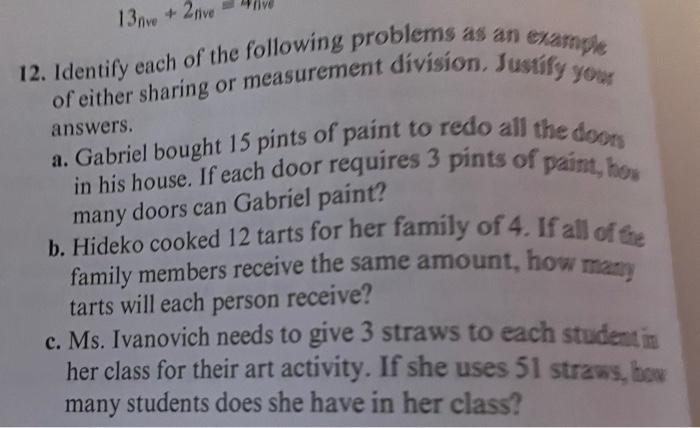 Solved 12. Identify each of the following problems as an | Chegg.com