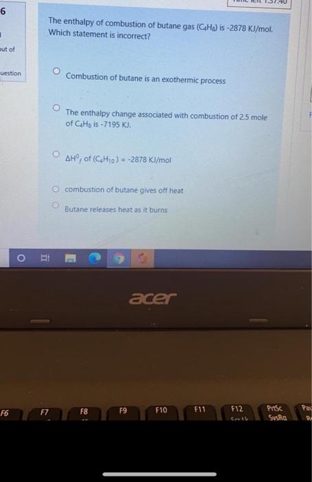 Solved 6 . The enthalpy of combustion of butane gas (C&Ha) | Chegg.com