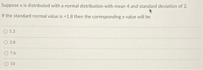 Solved Suppose x is distributed with a normal distribution | Chegg.com