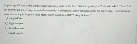 Solved Angelo, age 67, ﻿was sitting on the couch with a big | Chegg.com