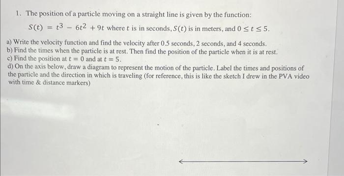 Solved 1. The position of a particle moving on a straight | Chegg.com