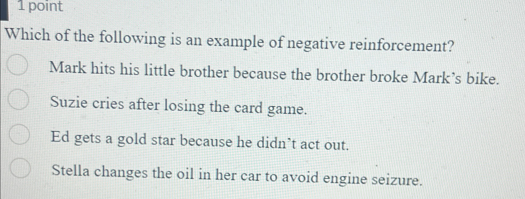 Solved 1 ﻿pointWhich of the following is an example of | Chegg.com
