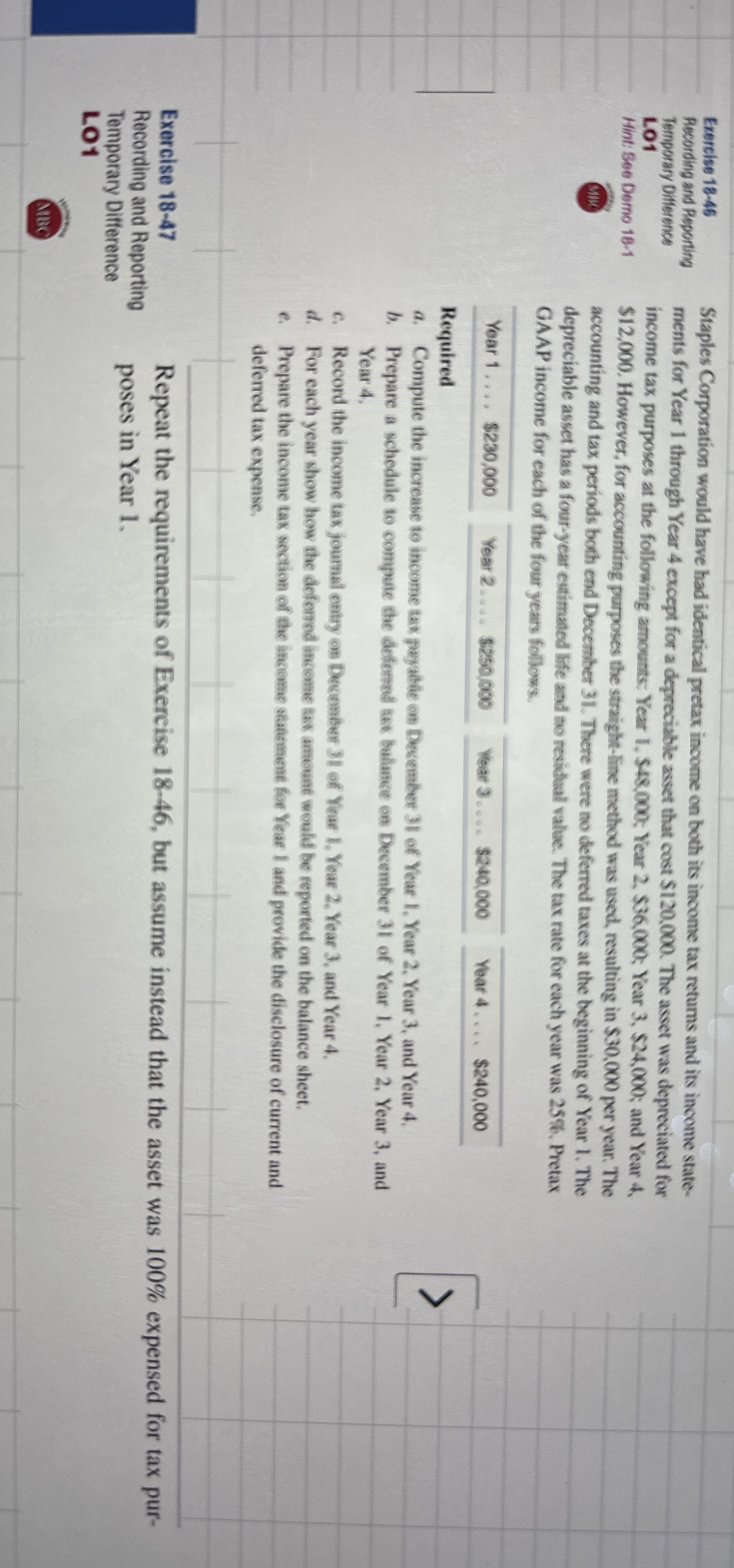 Solved Exercise 18-46Recording and ReportingTemporary | Chegg.com