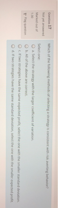 Solved Which of the following methods of selecting a | Chegg.com
