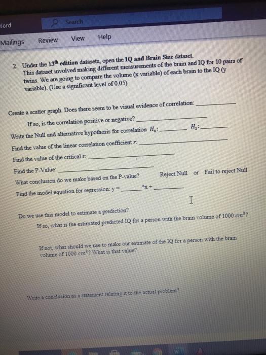 LAB N8 for MATH 1650 Chapter 10 1. The paired data | Chegg.com