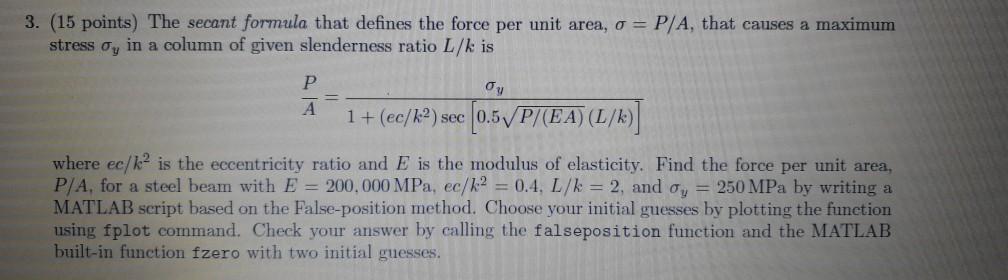 3. (15 points) The secant formula that defines the | Chegg.com