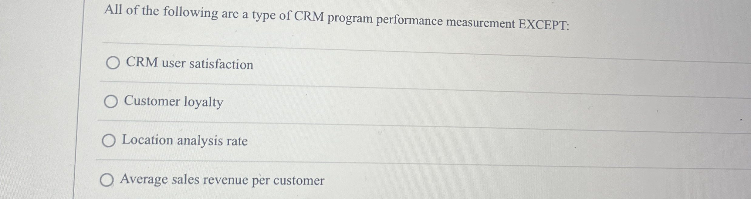 Solved All of the following are a type of CRM program | Chegg.com