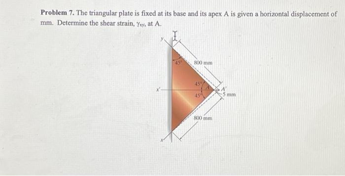 Solved Problem 7. The triangular plate is fixed at its base | Chegg.com