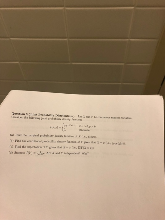 Solved Question 3 (Joint Probability Distributions). Let X | Chegg.com