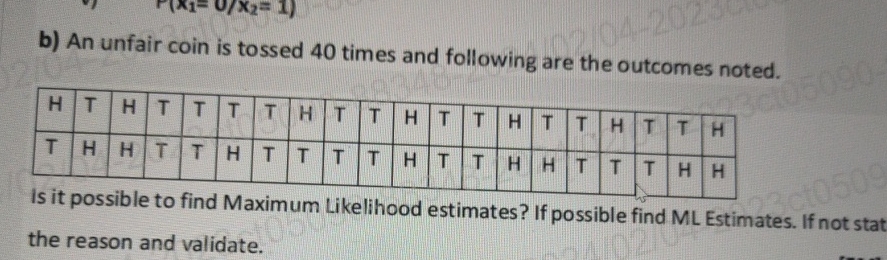 Solved b) ﻿An unfair coin is tossed 40 ﻿times and following | Chegg.com