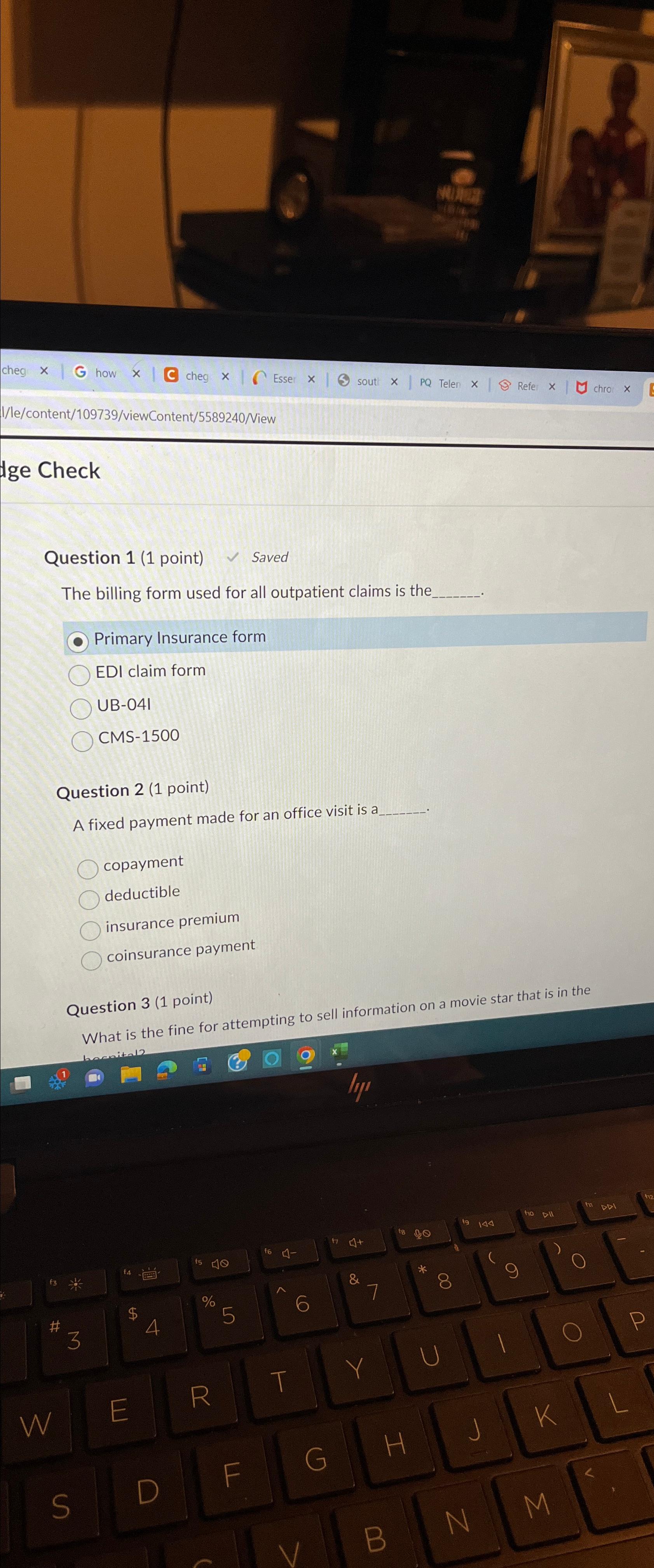 Solved dge CheckQuestion 1 (1 ﻿point) ﻿SavedThe billing | Chegg.com