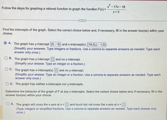 Solved Follow the steps for graphing a rational function to | Chegg.com