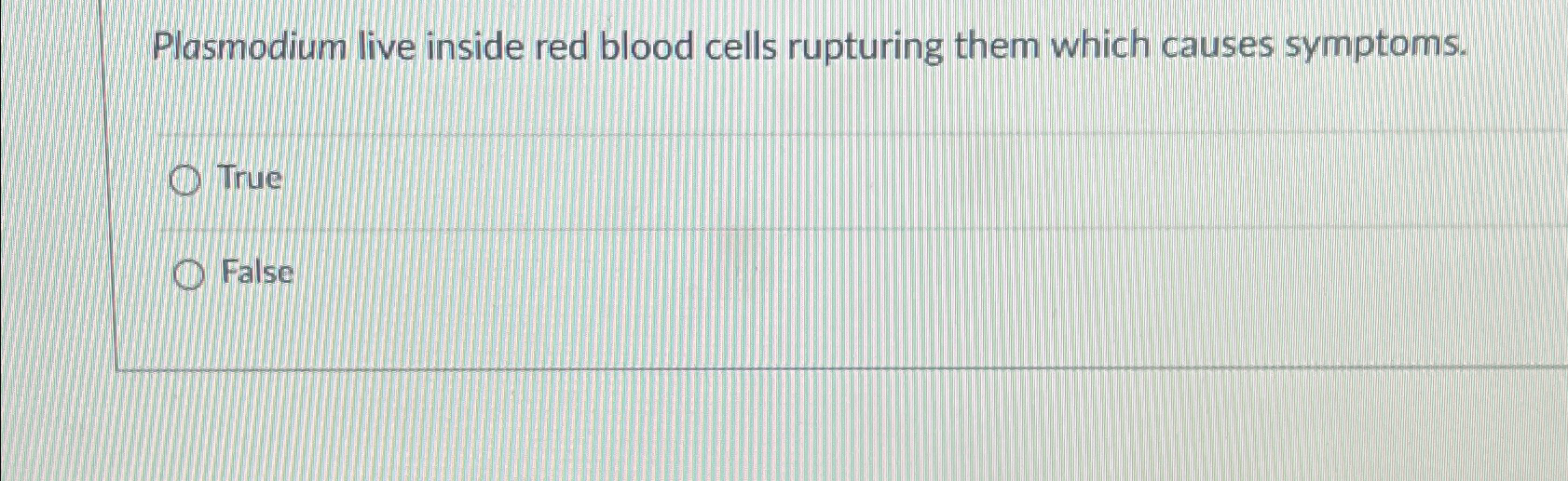 Plasmodium live inside red blood cells rupturing them | Chegg.com