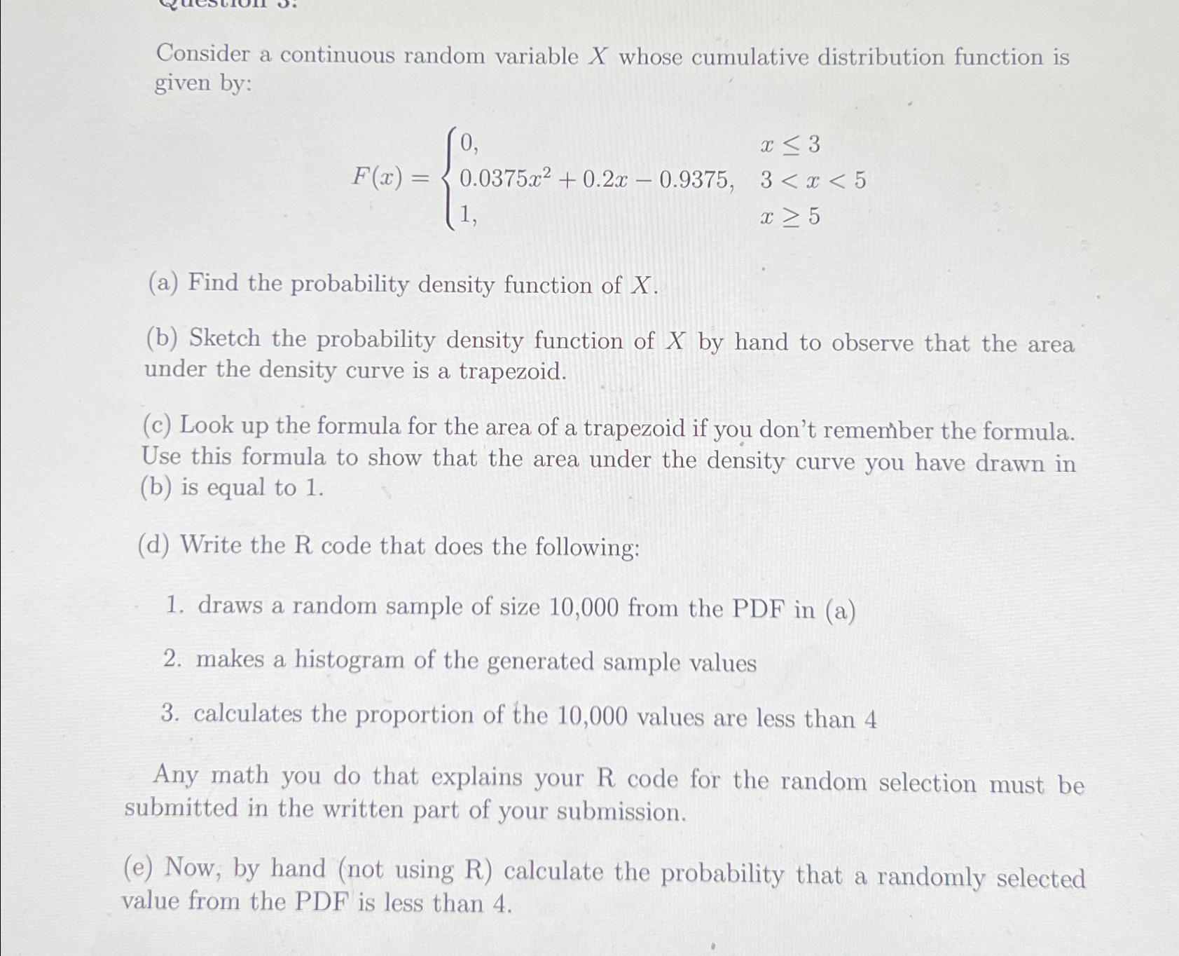Consider A Continuous Random Variable X ﻿whose 9306