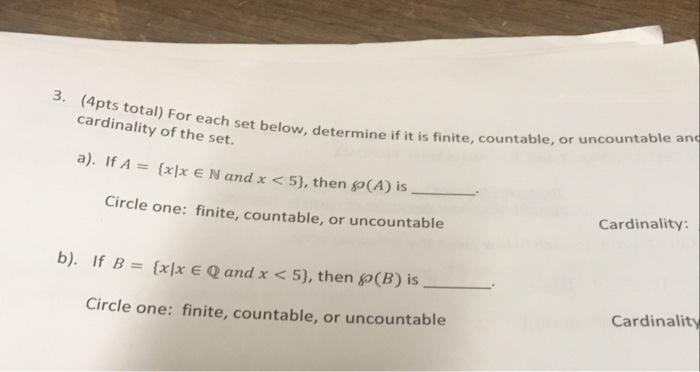 Solved 3. (4pts total) For each set below, determine if it | Chegg.com