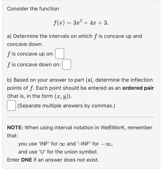 Solved Consider the function f(x)=3x2+4x+3. a) Determine the | Chegg.com