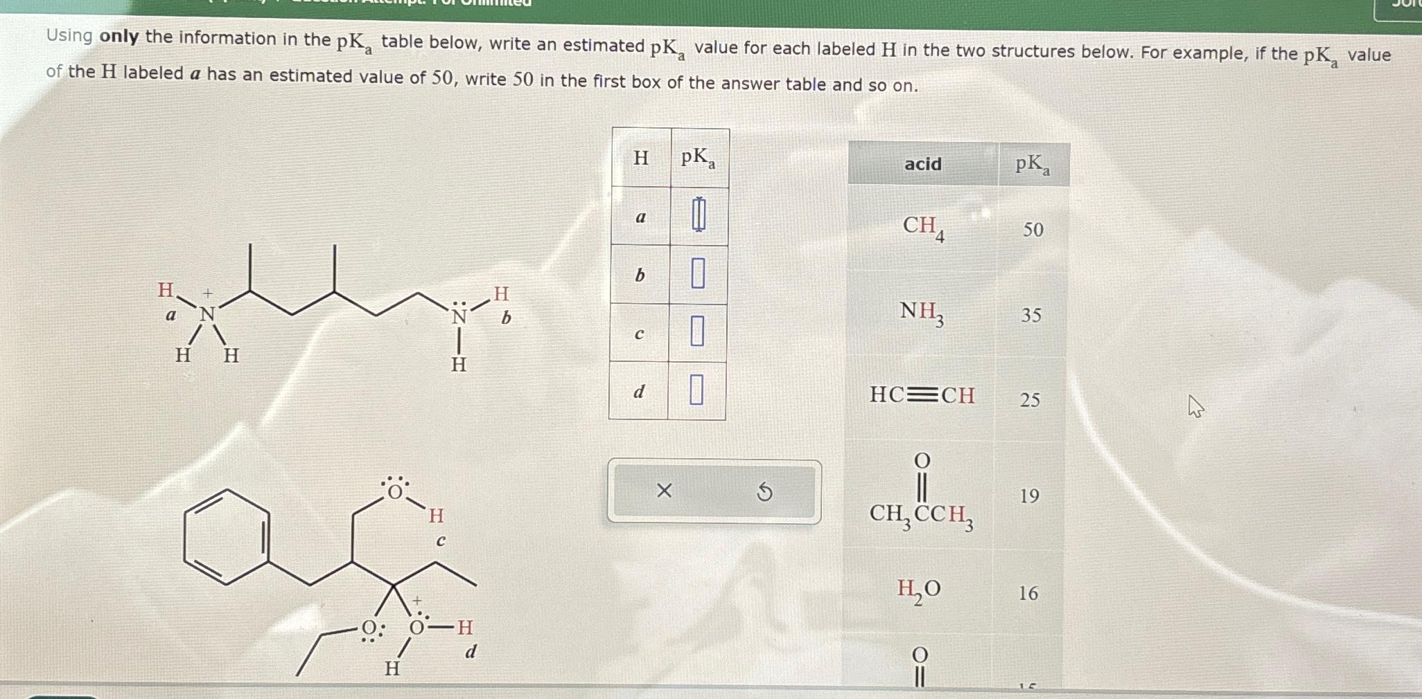 Solved Using only the information in the pKa ﻿table below, | Chegg.com