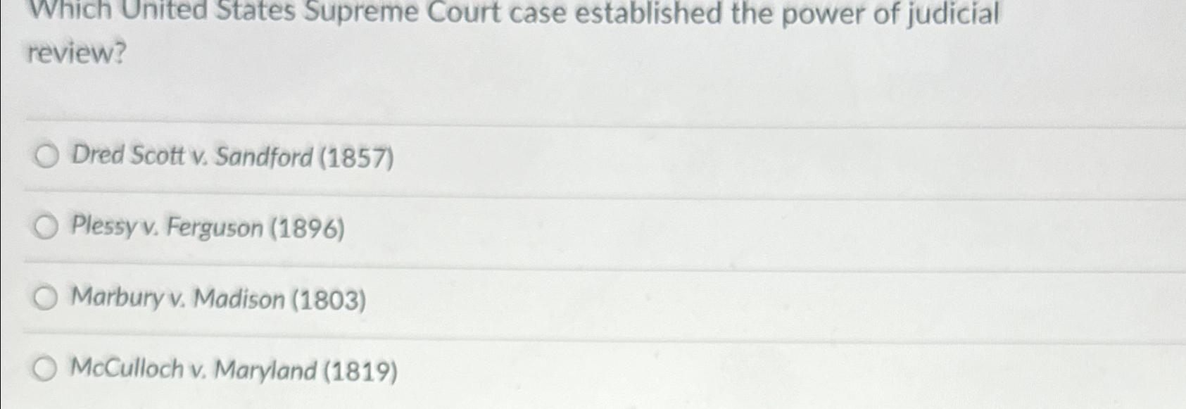 Solved Which United States Supreme Court case established | Chegg.com