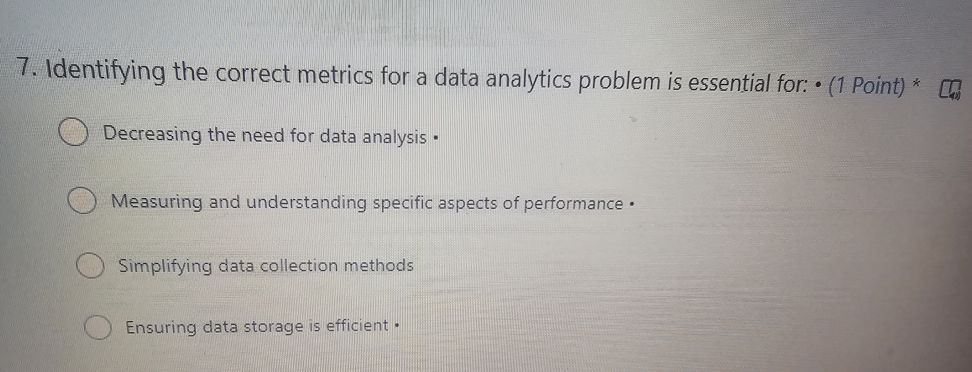 Solved Identifying the correct metrics for a data analytics | Chegg.com
