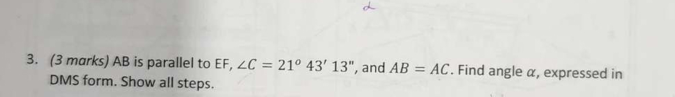 (3 ﻿marks) ﻿AB is parallel to EF, ﻿Angle | Chegg.com