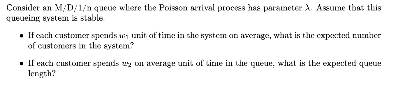 Solved Consider an MD??1n ﻿queue where the Poisson arrival | Chegg.com