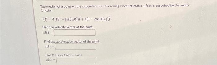 Solved The motion of a point on the circumference of a | Chegg.com