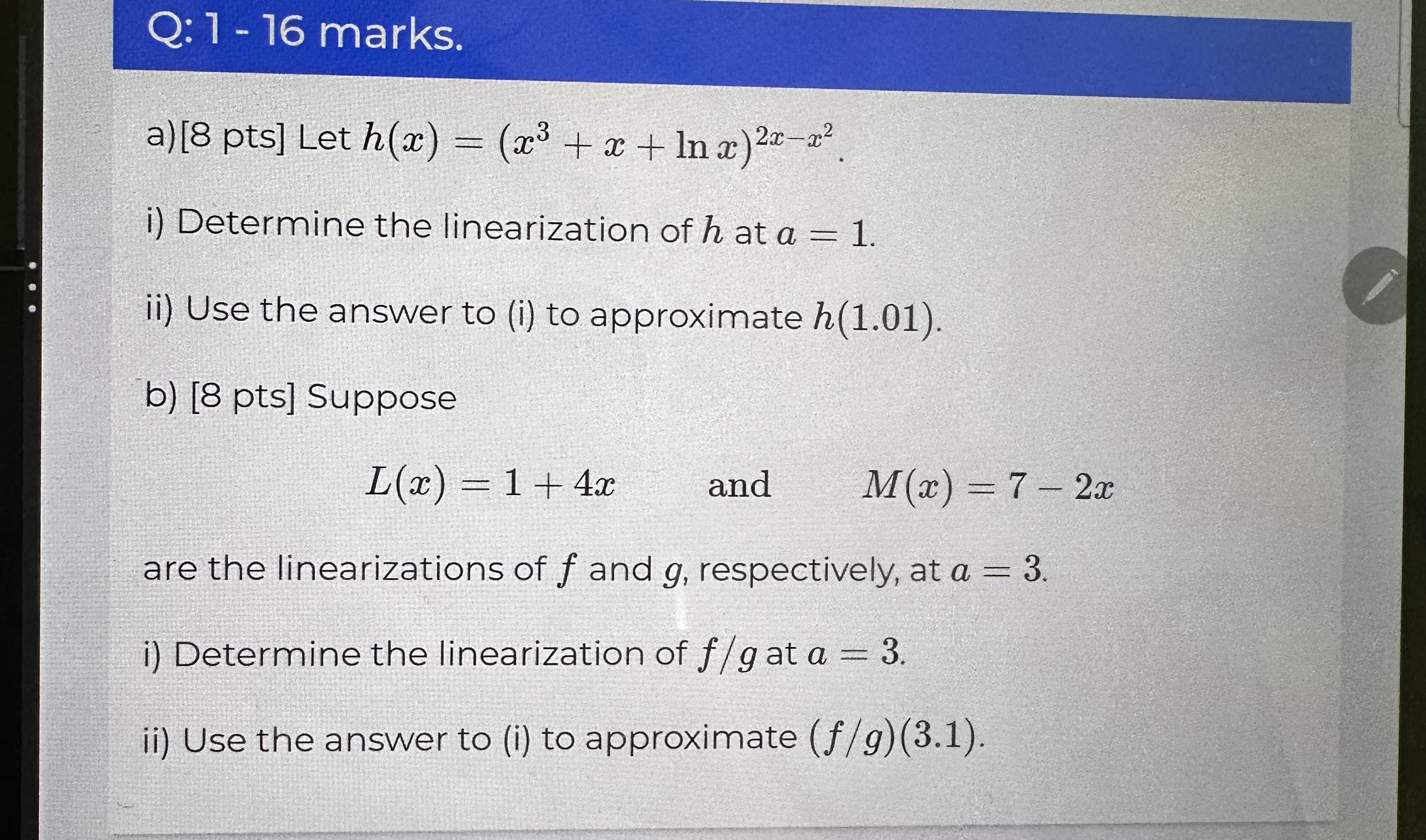 Solved Q: 1 - 16 ﻿marks.a)[8 ﻿pts] ﻿Let | Chegg.com