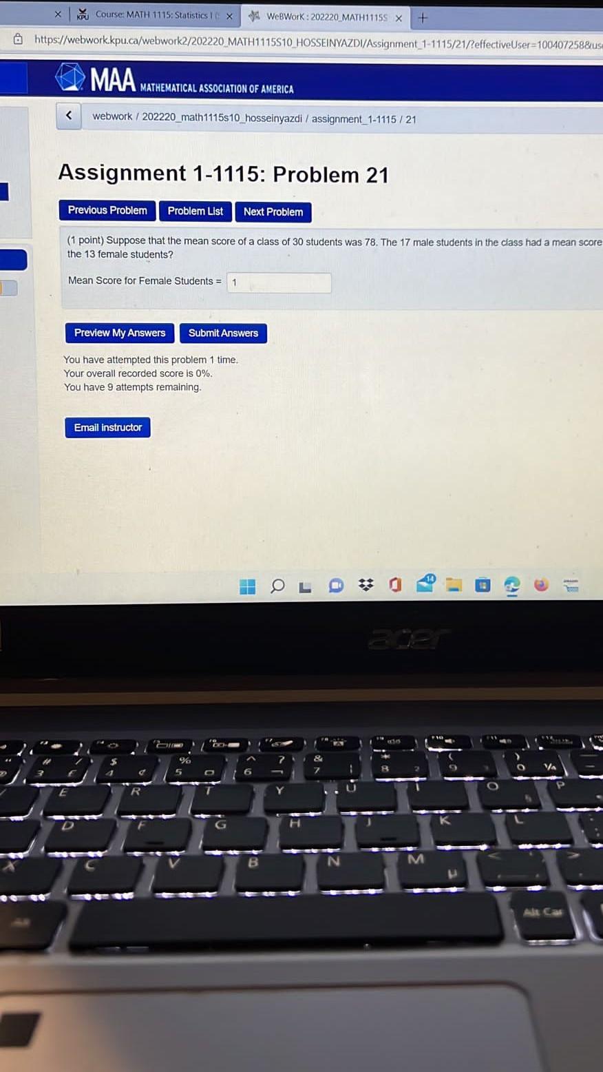 Solved KPU Course: MATH 1115: Statistics : X WebWork: 202220 | Chegg.com Solved KPU Course: MATH 1115: Statistics : X WebWork: 202220 | Chegg.com