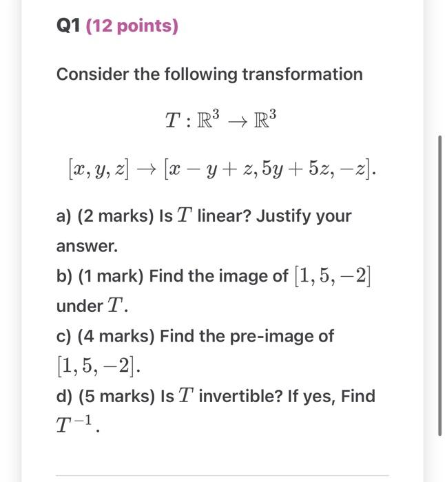 Solved Consider the following transformation | Chegg.com
