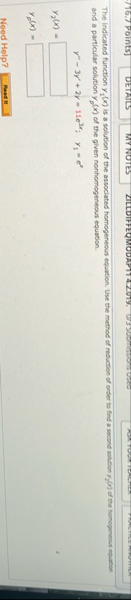 Solved The indicated function y1(x) ﻿is a solution of the | Chegg.com