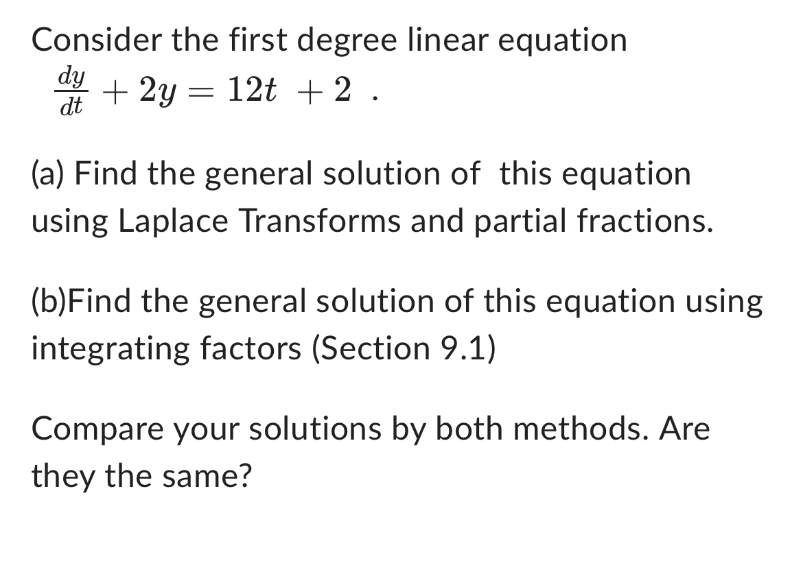 Solved Consider the first degree linear | Chegg.com