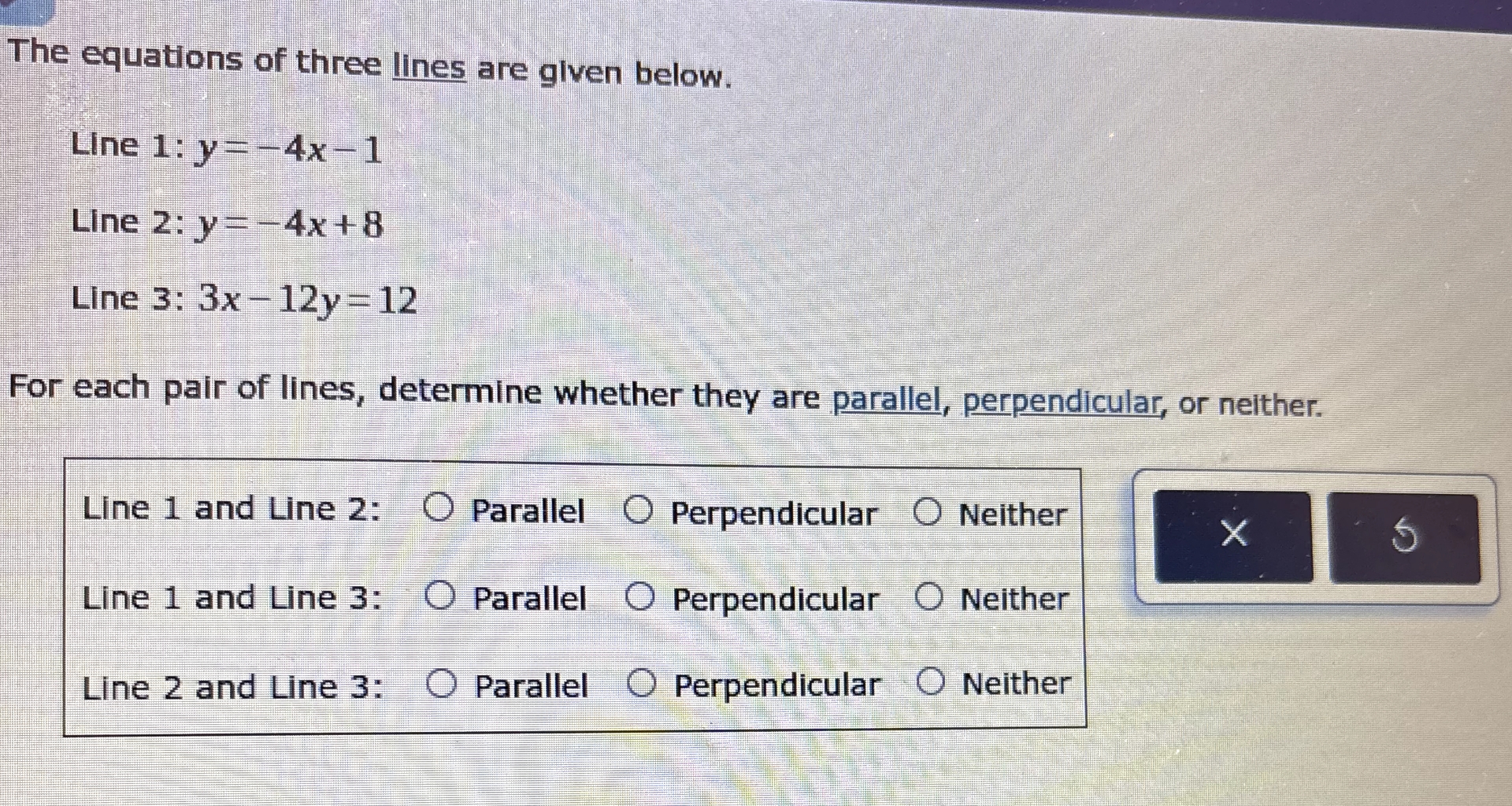 The equations of three lines are given below.Line 1: | Chegg.com