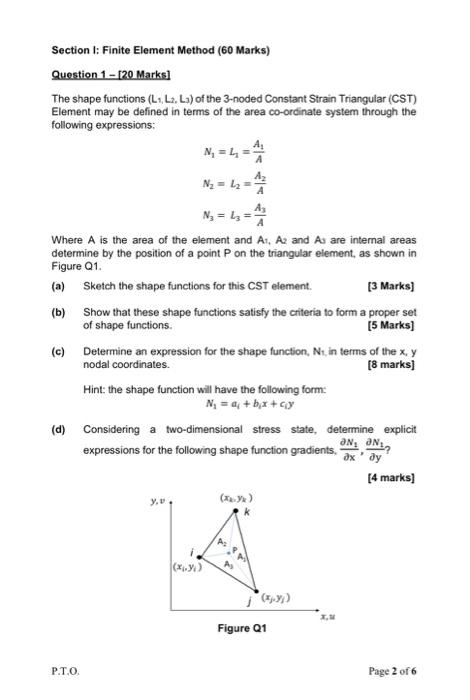 Solved Section 1: Finite Element Method (60 Marks) Question | Chegg.com